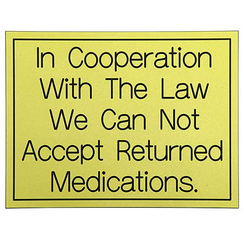 Office Sign (yellow): In Cooperation With The Law We Can Not Accept Re